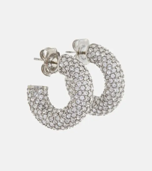 Amina Muaddi Cameron Mini Embellished Earrings - Silver