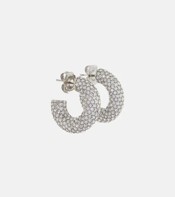Amina Muaddi Cameron Mini Embellished Earrings - Silver