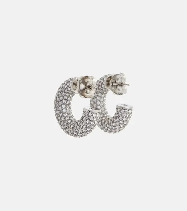 Amina Muaddi Cameron Mini Embellished Earrings - Silver