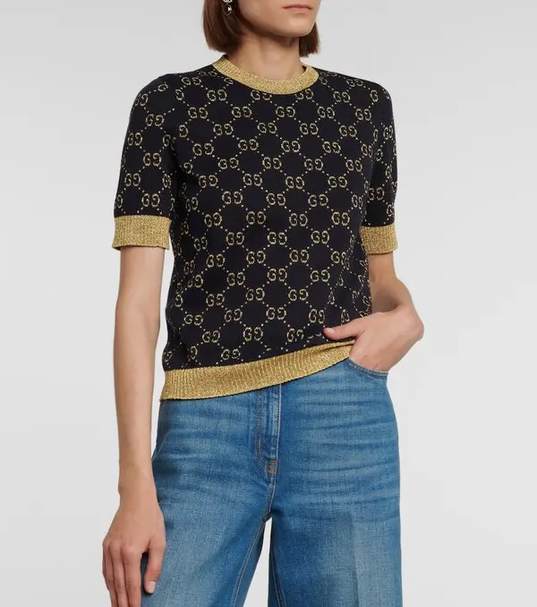 Gucci Cotton-blend Lamé Top