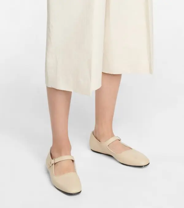 THE ROW Ava Leather Ballet Flats - White