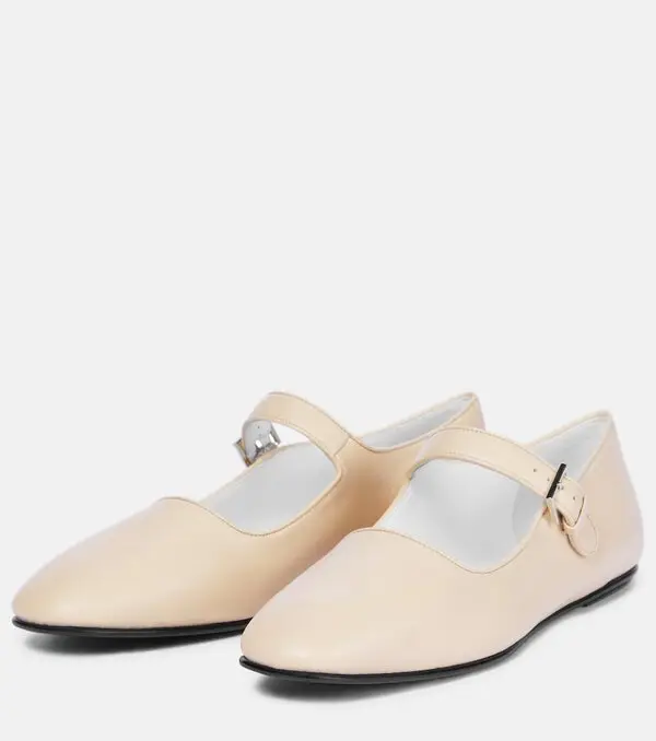 THE ROW Ava Leather Ballet Flats - White