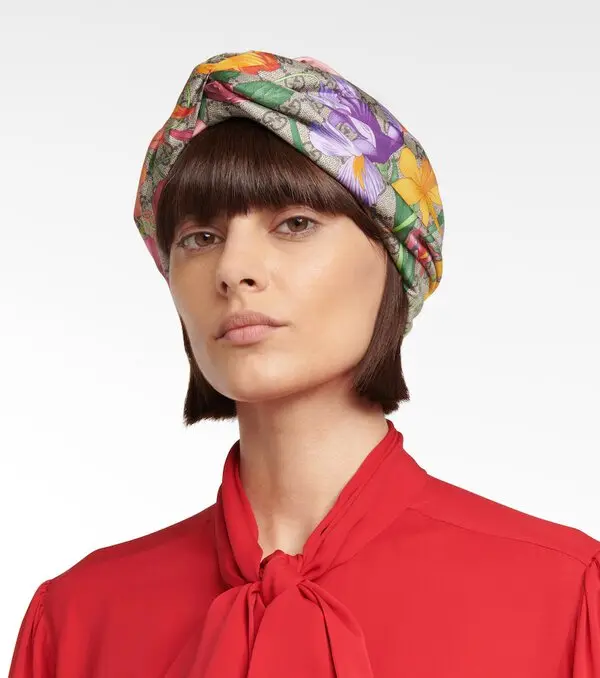 Gucci Gg Flora Printed Silk Headband