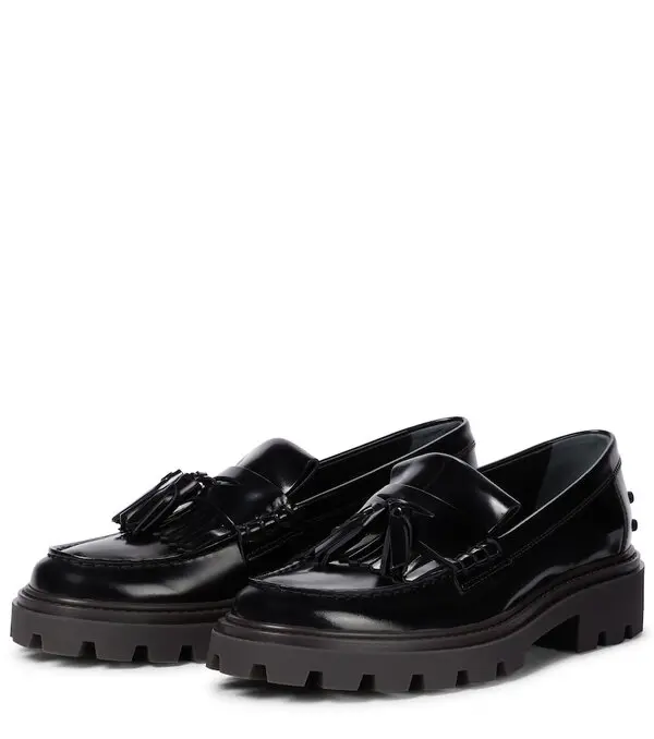 TOD'S Leather Tasseled Platform Loafers