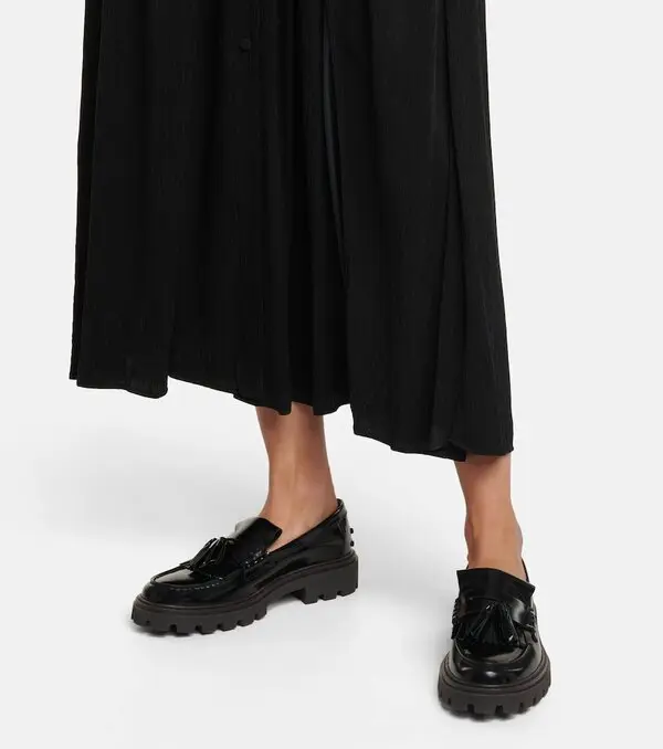 TOD'S Leather Tasseled Platform Loafers