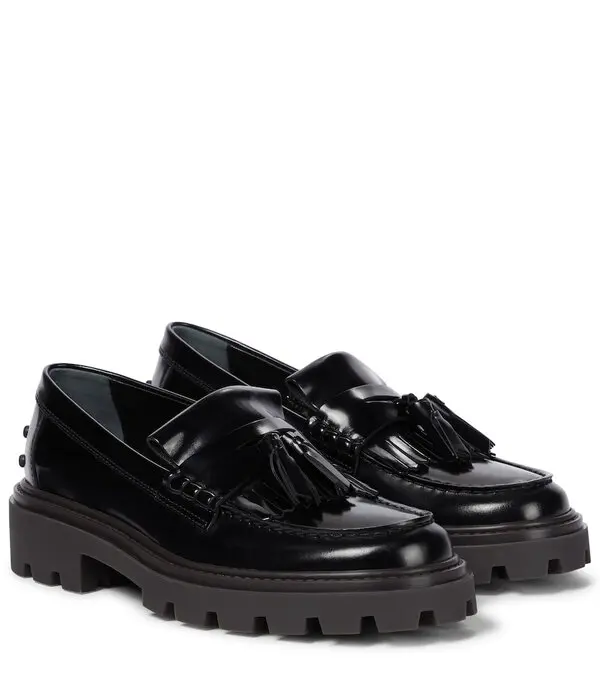 TOD'S Leather Tasseled Platform Loafers