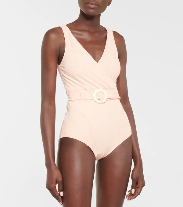 Lisa Marie Fernandez Yasmin Belted Swimsuit In Pink - 60% Off