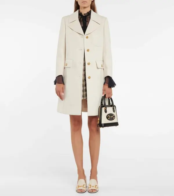 Gucci Double G Embroidered Wool Coat - White | Editorialist