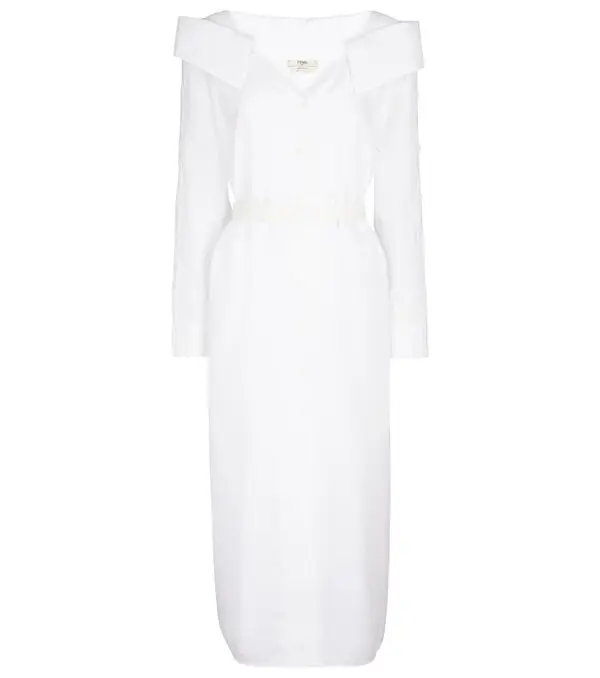 chinese dress ladies The Jetset - White Linen Off-The-Shoulder Crop Top main image 0