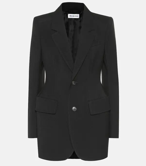 Balenciaga Hourglass Virgin Wool Blazer - Black