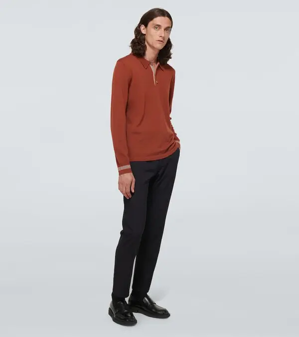 Burberry Pace Merino Wool Long-sleeved Polo