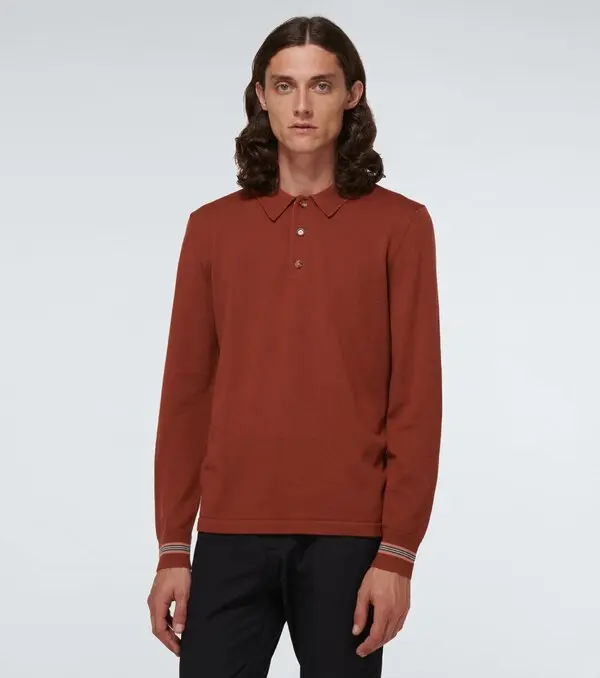 Burberry Pace Merino Wool Long-sleeved Polo