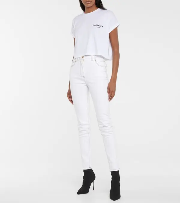 Balmain Logo Cotton T-shirt - White