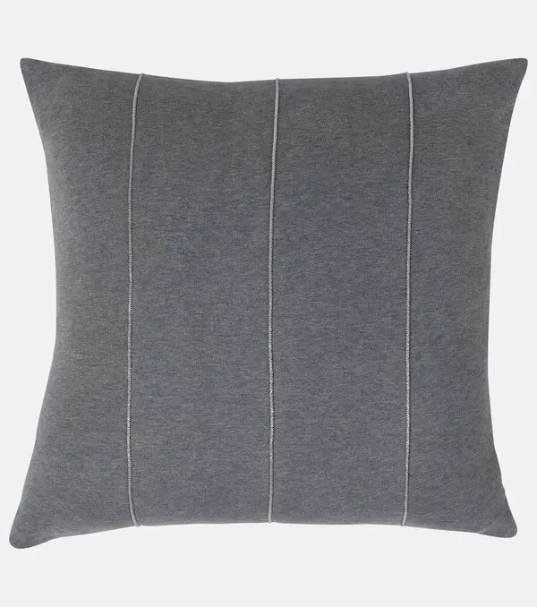 Brunello Cucinelli Embellished Cotton Cushion - Grey