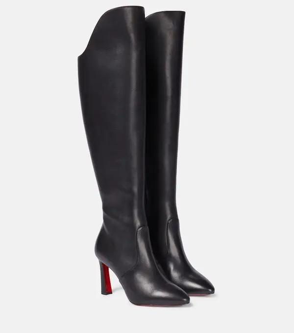 CHRISTIAN LOUBOUTIN Eleonor Botta 85 Leather Knee-high Boots - Black