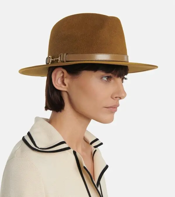 Gucci Horsebit Leather-trimmed Felt Fedora