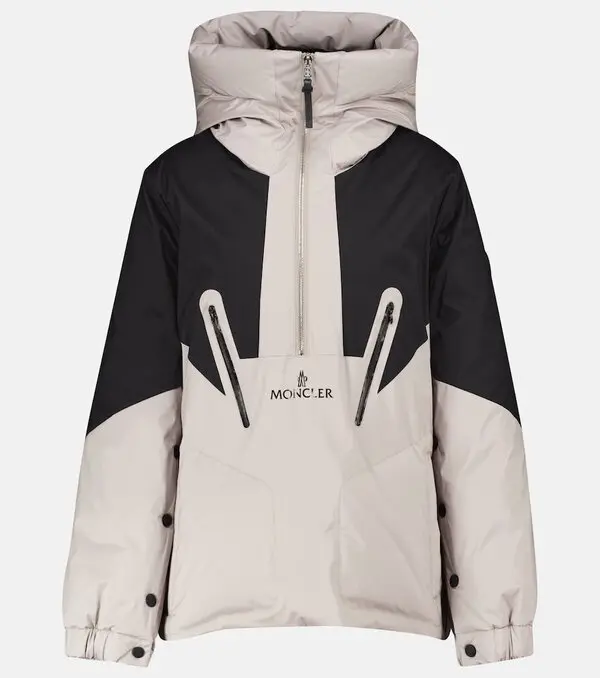 Moncler Iberis Hooded Half-zip Down Jacket - Black