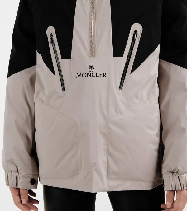 Moncler Iberis Hooded Half-zip Down Jacket - Black