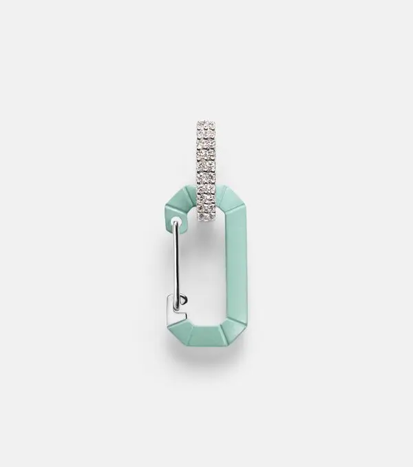 EERA Chiara Small 18kt Gold Single Earring With Diamonds - Green
