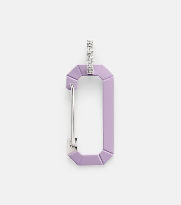 EERA Eéra Chiara Big 18kt Gold Single Earring With Diamonds - Purple