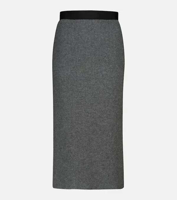 Moncler Wool And Cashmere Midi Skirt - Grey