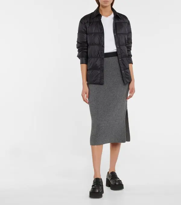 Moncler Wool And Cashmere Midi Skirt - Grey