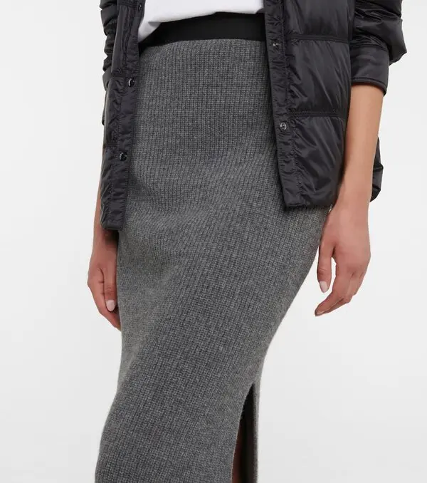 Moncler Wool And Cashmere Midi Skirt - Grey