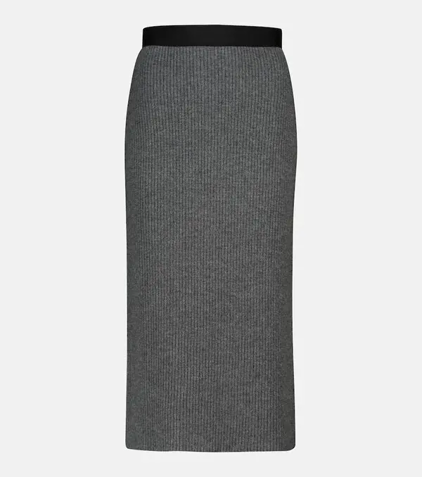 Moncler Wool And Cashmere Midi Skirt - Grey