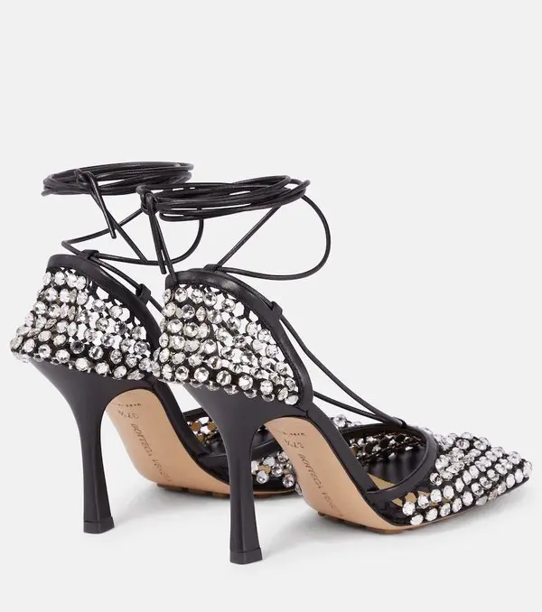 Bottega Veneta Sparkle Stretch Embellished Mesh Pumps