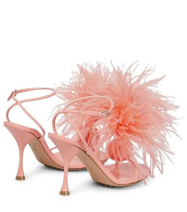 Bottega Veneta Dot Feather-trimmed Leather Sandals