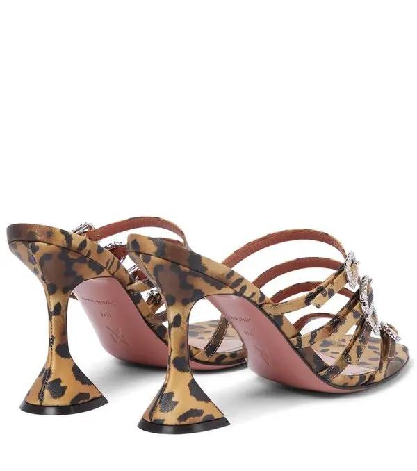 Amina Muaddi Robyn Leopard-print Satin Sandals