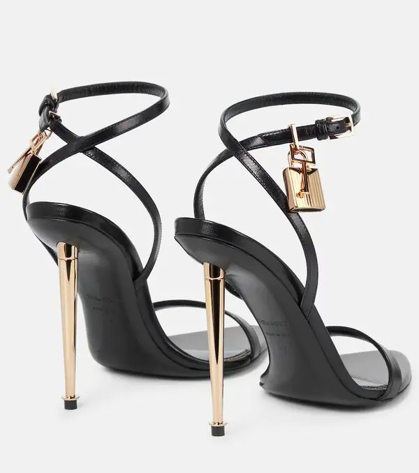 TOM FORD Padlock Leather Sandals - Black