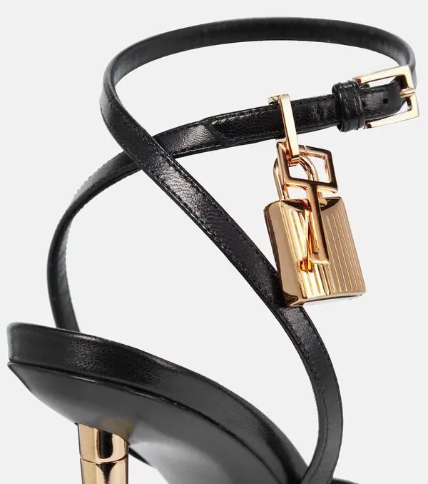 TOM FORD Padlock Leather Sandals - Black