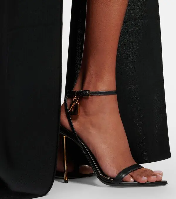 TOM FORD Padlock Leather Stiletto Sandals - Black