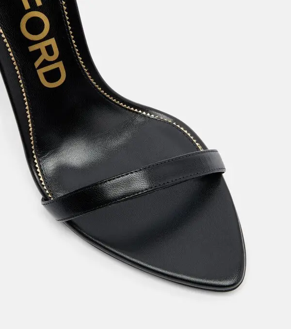TOM FORD Padlock Leather Stiletto Sandals - Black