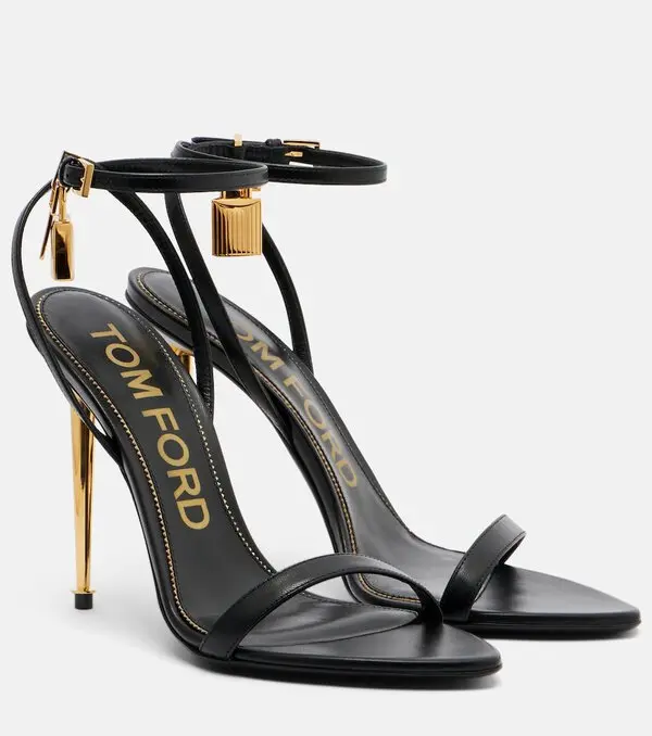TOM FORD Padlock Leather Sandals - Black