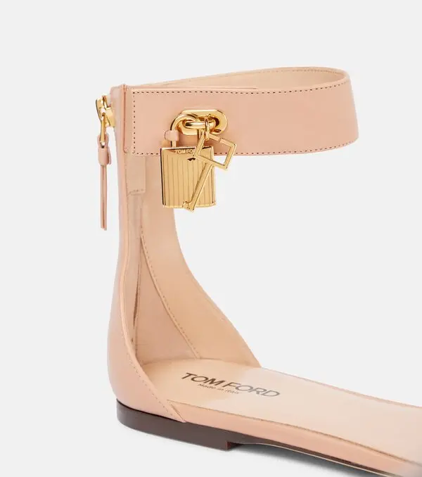 TOM FORD Padlock Leather Stiletto Sandals - Pink
