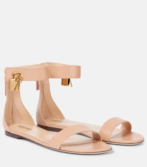 TOM FORD Padlock Leather Stiletto Sandals - Pink