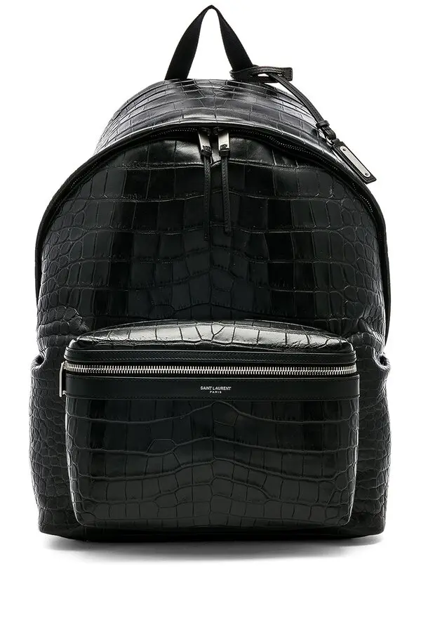 Saint Laurent City Animal Print Backpack - Black Croc