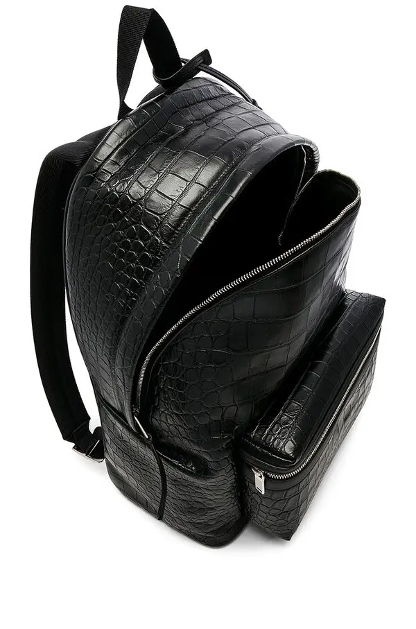Saint Laurent City Animal Print Backpack - Black Croc