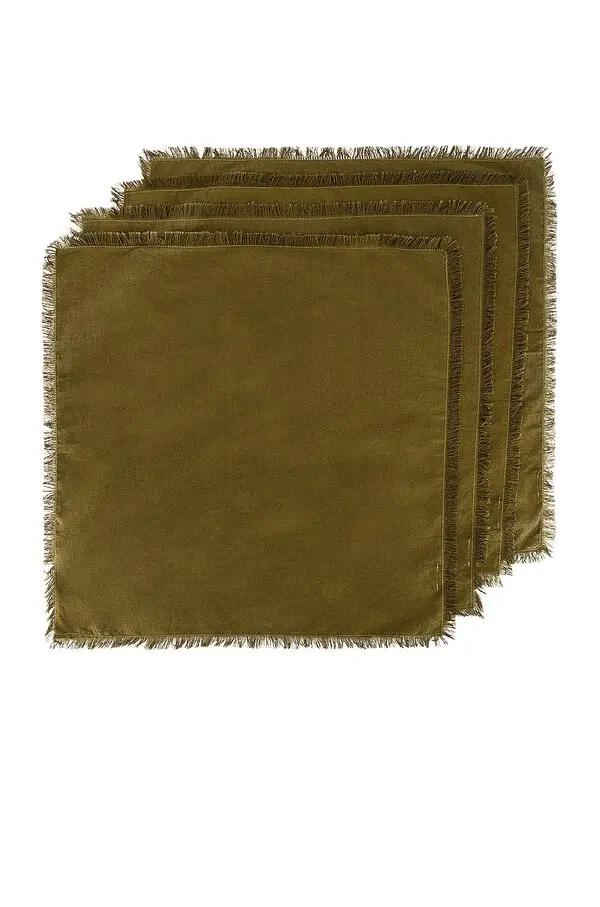 HAWKINS NEW YORK Essential Set Of 4 Dinner Napkins - Olive