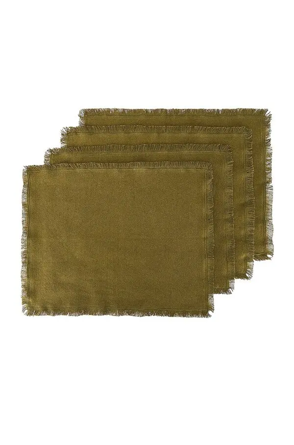 HAWKINS NEW YORK Essential Set Of 4 Cotton Placemats - Olive