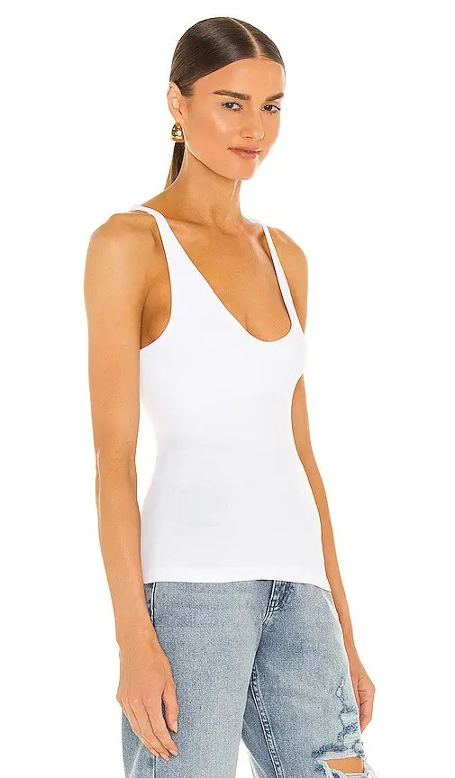 Free People Seamless V-neck Cami With Built-in Shelf Bra - White
