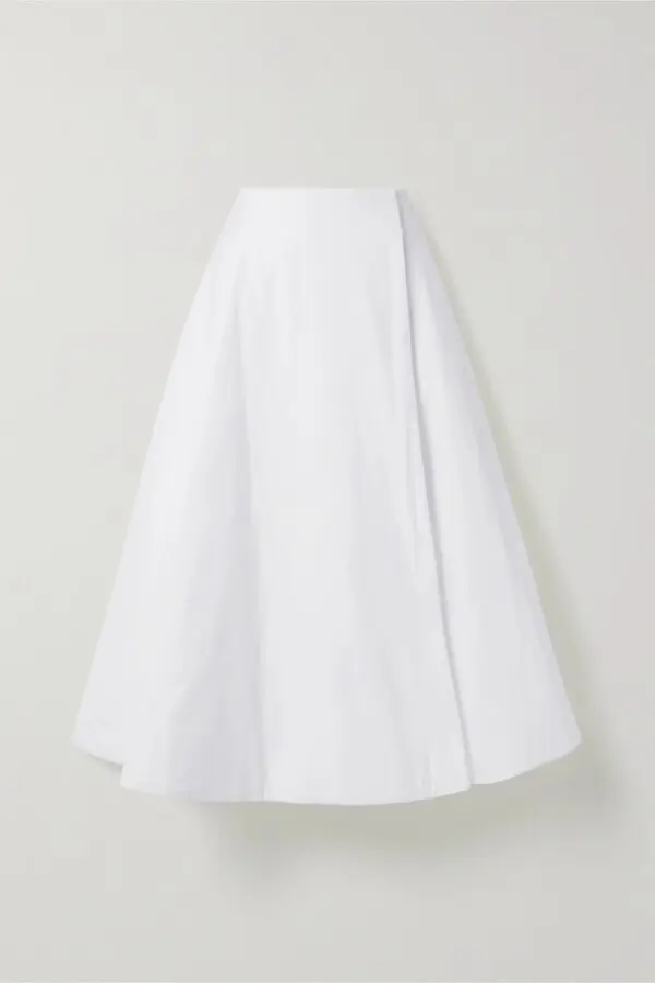 THE ROW Jaco Padded Cotton Wrap Midi Skirt