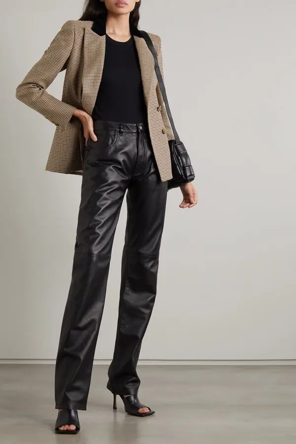 BLAZÉ MILANO Joyette Charmer Double-breasted Velvet-trimmed Houndstooth Wool Blazer