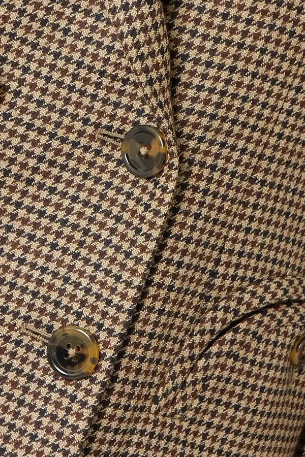 BLAZÉ MILANO Joyette Charmer Double-breasted Velvet-trimmed Houndstooth Wool Blazer