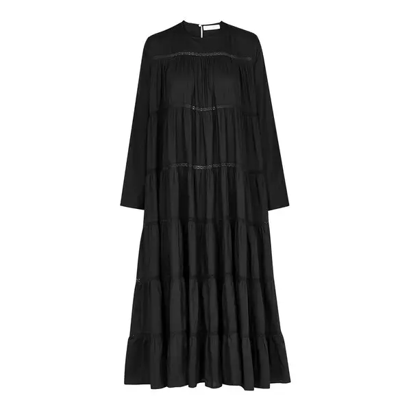 Merlette Maida Tiered Cotton-Blend Dress Xs In Black - 50% Off 