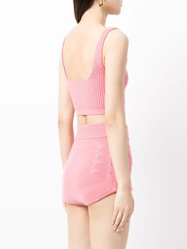 Cashmere In Love Reese Ribbed-knit Cropped Vest - Pink