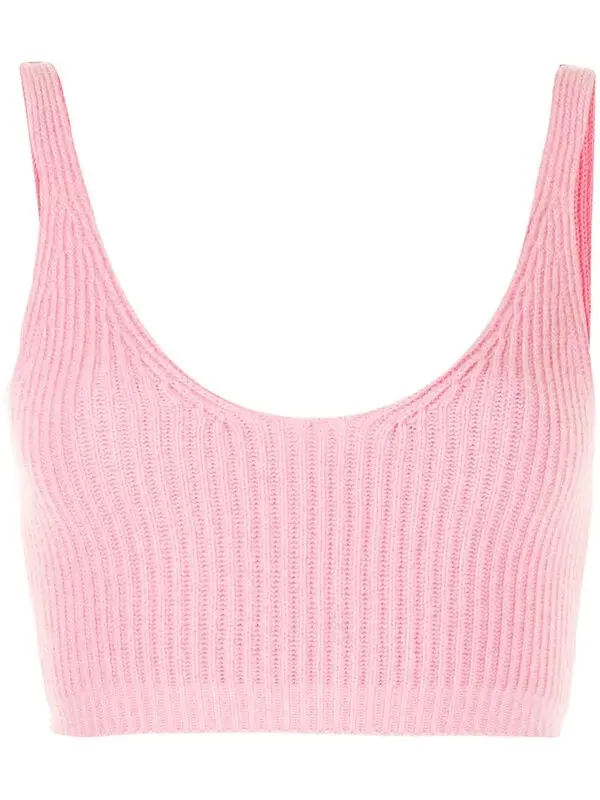 Cashmere In Love Reese Ribbed-knit Cropped Vest - Pink