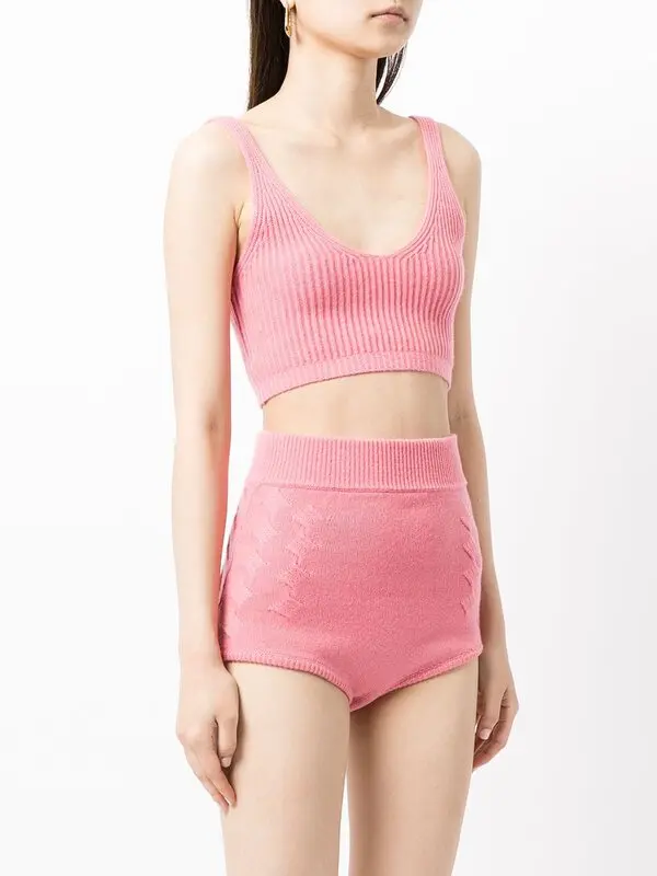 Cashmere In Love Reese Ribbed-knit Cropped Vest - Pink